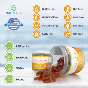 Purify Life Marine Collagen & Vegan Collagen Bundle, Gummies Vitamins for Hair Skin and Nails Health (90 Chews), Pore Reducer & Elasticity, Replace Capsules, Pills