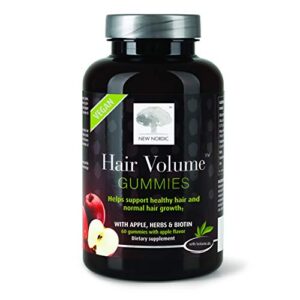 new nordic hair volume gummies | 2500 mcg biotin daily intake | hair vitamins to support hair skin & nails | vegan hair supplement for men and women | 60 count (pack of 1)