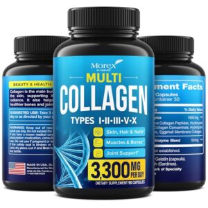 multi collagen pills (types i, ii, iii, v & x) - marine collagen & bone broth capsules - made in usa - grass fed collagen peptides - anti-aging collagen supplements - hydrolyzed collagen capsules