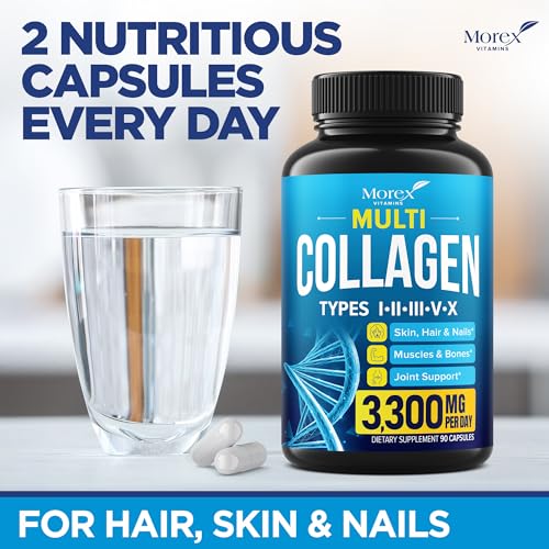 Multi Collagen Pills (Types I, II, III, V & X) - Marine Collagen & Bone Broth Capsules - Made in USA - Grass Fed Collagen Peptides - Anti-Aging Collagen Supplements - Hydrolyzed Collagen Capsules