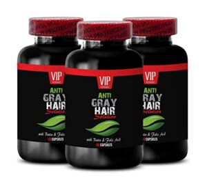 biotin 300 mg - gray hair solution - anti gray hair pills, biotin vitamins for hair skin and nails, paba supplement, anti gray hair supplement, catalase supplement grey hair, 3 bottles 180 capsules