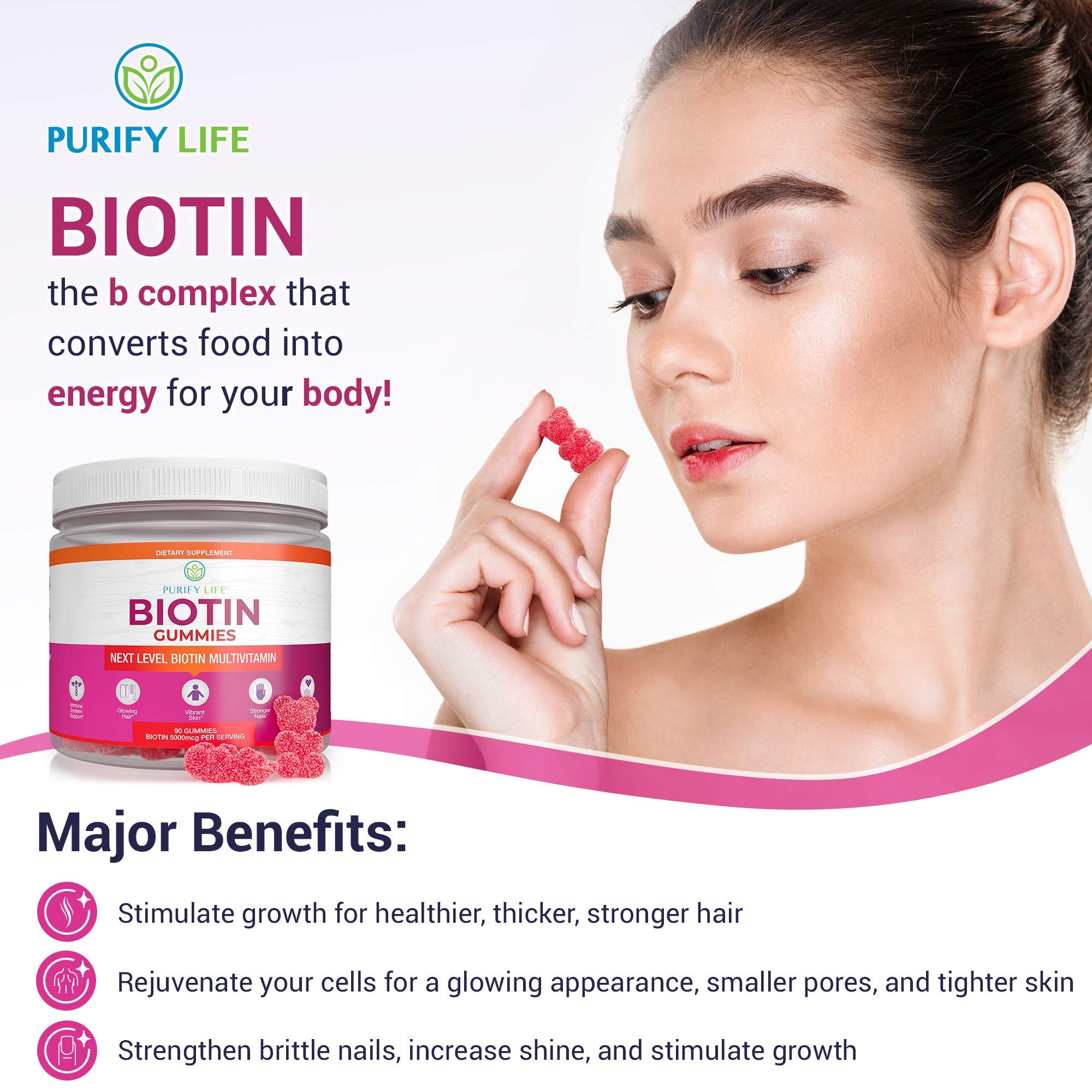 Biotin & Vegan Collagen Bundle, Gummies for Hair Growth, Healthier Skin & Nails (Bulk 90 Gummies), Collagen Booster Superfruit Complex with Resveratrol, Vitamin A, E, C - Replace Capsules, Pills