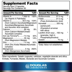 Douglas Laboratories Hair, Skin & Nail Plus | Vitamins, Minerals, and Nutrients Formulated to Support Healthy Hair, Skin, and Nails | 100 Capsules