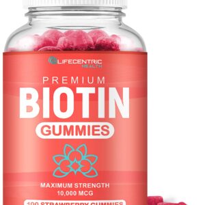 Biotin Gummies for Hair Growth | Max Strength Biotin 10000mcg Prevents Thinning and Loss | Chewable Biotin Supplement For Women Men and Kids | 100 Count Vegan Hair Gummies for Hair Skin and Nails