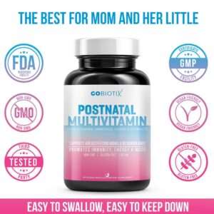 Postnatal Vitamins for Breastfeeding Moms - Lactation Supplement with Organic Herbs, Minerals, Nutrients for New Mothers and Baby - Postpartum Pills for Energy and Mood, Non GMO, Vegan, 60 Capsules