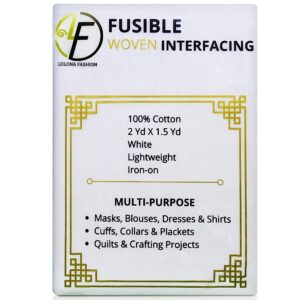 fusible interfacing for sewing, fusible fleece, iron on interfacing fabric for sewing, lightweight fusible interfacing double sided, woven interfacing fusible woven fusible interfacing 2 yd by 1.5 yd