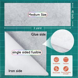 Meneng Fusible Interfacing Medium Weight: 40"x3 Yards White Onesided NonWoven Iron-On Interlining Fabric