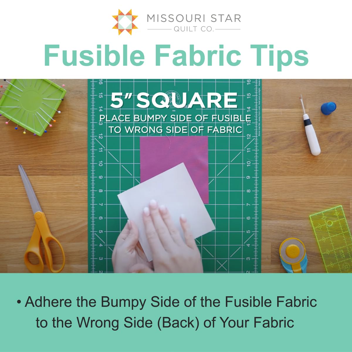 Missouri Star Fusible Fabric Adhesive Roll, 12” x 15yds - Double Sided Lightweight Interfacing - Permanent Iron On Fabric Bonder for Appliques, Quilting, and Sewing