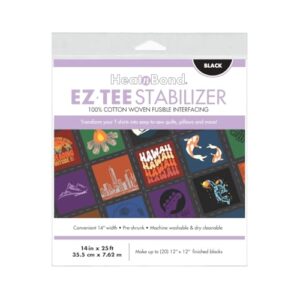 heatnbond ez tee cotton woven iron-on fusible t-shirt quilt interfacing stabilizer 14 in x 25 ft, black