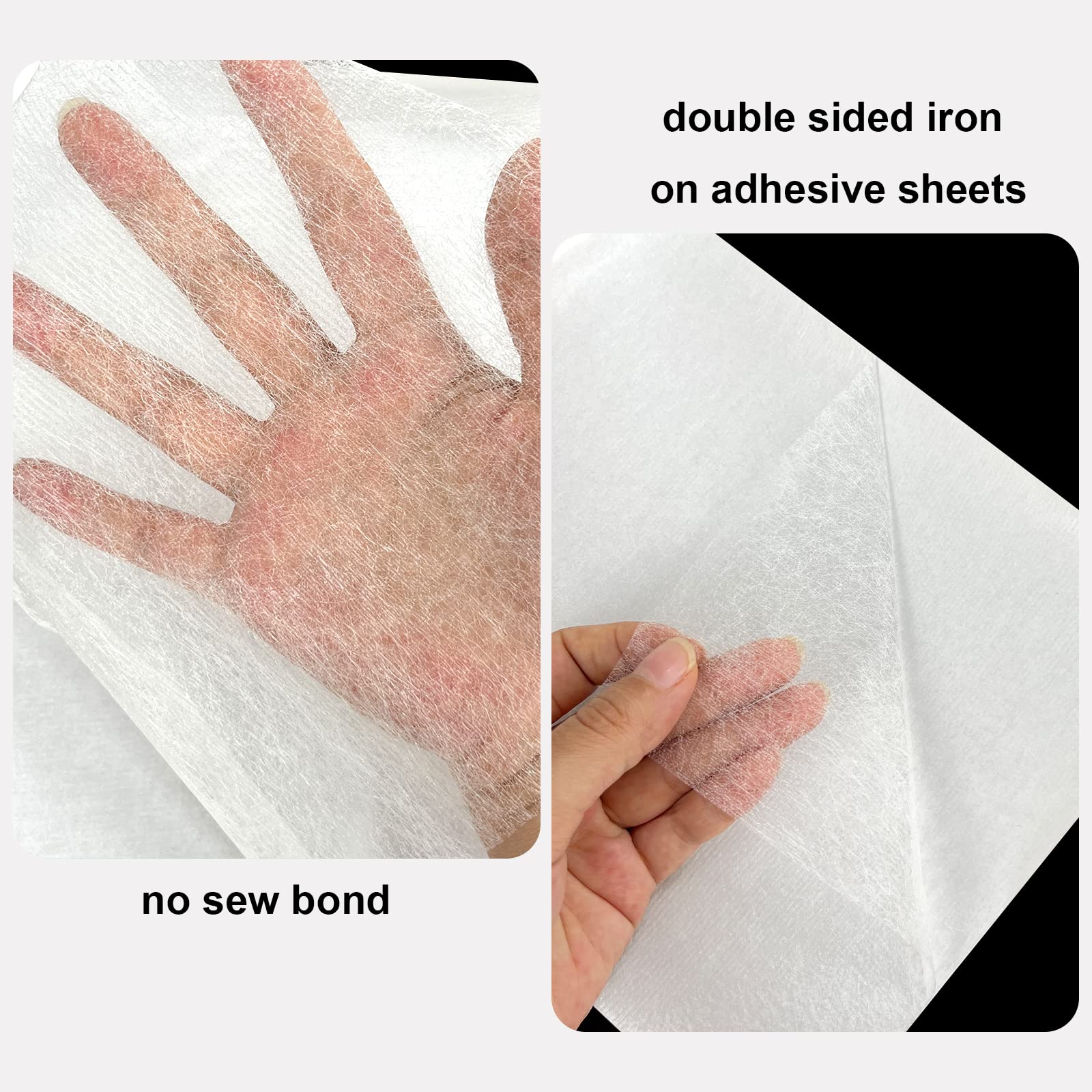 PLANTIONAL Medium Weight Fusible Bonding Web: 20 Sheets (8" x 12") Fusible Webbing for Fabric Applique DIY Crafts Supplies