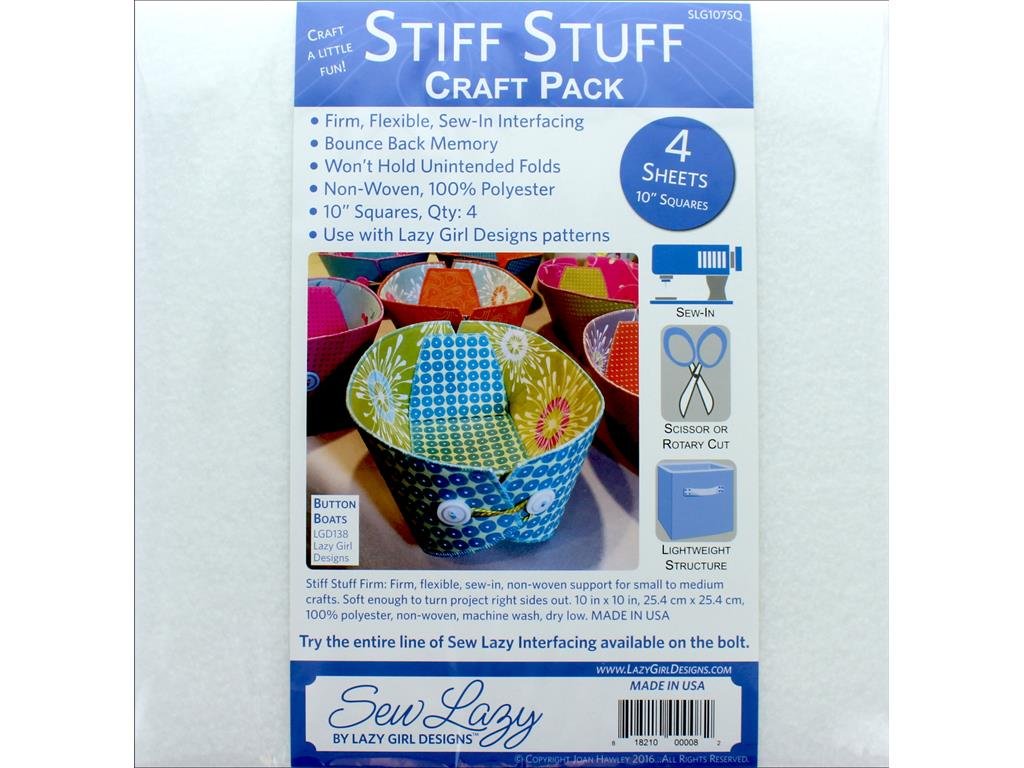 Lazy Girl Design Interfacing Stiff Stuff 10" Sq Craft Pk, 11.25 x 10.5 x 0.25, 4pc