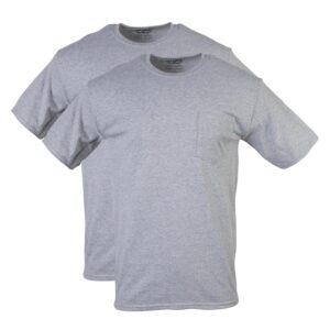 gildan dryblend workwear t-shirts with pocket, 2-pack, sport grey, medium