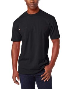 dickies mens heavyweight crew neck short sleeve tee henley shirt, black, x-large us