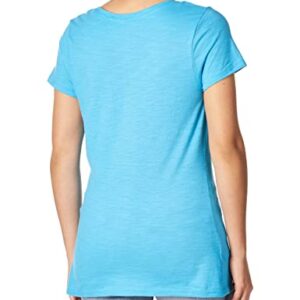 Hanes Women's Shirts, Slub Cotton Shirred V-Neck Tee, Cotton T-Shirts for Women, Women’s Tee Shirts