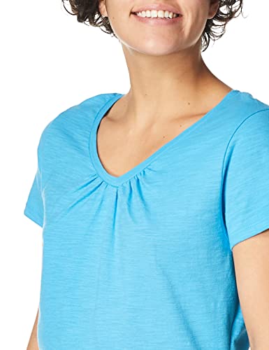 Hanes Women's Shirts, Slub Cotton Shirred V-Neck Tee, Cotton T-Shirts for Women, Women’s Tee Shirts