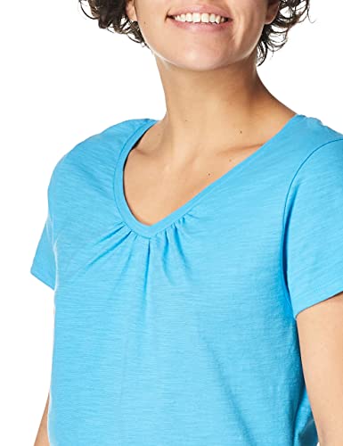 Hanes Women's Shirts, Slub Cotton Shirred V-Neck Tee, Cotton T-Shirts for Women, Women’s Tee Shirts