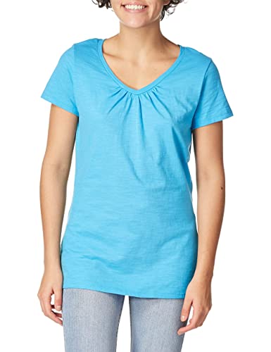 Hanes Women's Shirts, Slub Cotton Shirred V-Neck Tee, Cotton T-Shirts for Women, Women’s Tee Shirts