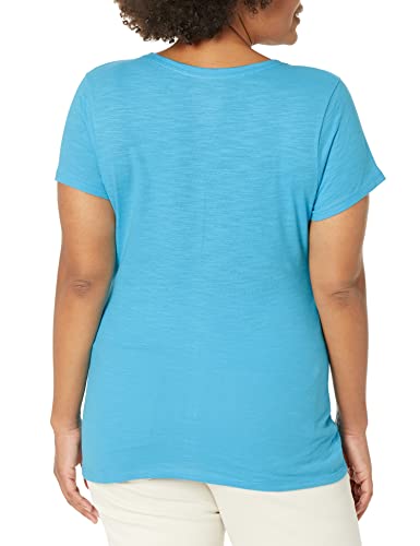 Hanes Women's Shirts, Slub Cotton Shirred V-Neck Tee, Cotton T-Shirts for Women, Women’s Tee Shirts