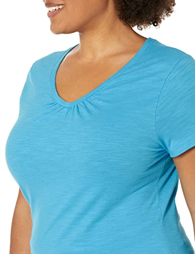 Hanes Women's Shirts, Slub Cotton Shirred V-Neck Tee, Cotton T-Shirts for Women, Women’s Tee Shirts