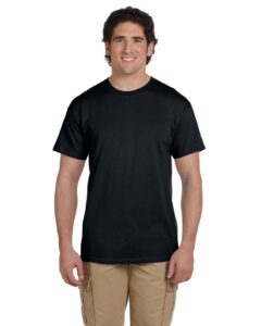 fruit of the loom men's heavy cotton t-shirt, black, large