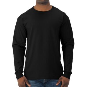 jerzees men's dri-power cotton blend long sleeve tees, moisture wicking, odor protection, upf 30+, sizes s-3x, black, xx-large