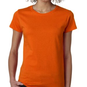 Gildan Women's Heavy Taped Neck Comfort Jersey T-Shirt, Orange, X-Large