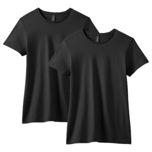 gildan women's softstyle cotton t-shirt, style g64000l, multipack, black (2-pack), medium