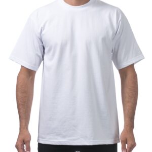 Pro Club Men's Heavyweight Cotton Short Sleeve Crew Neck T-Shirt, White, 3X-Large