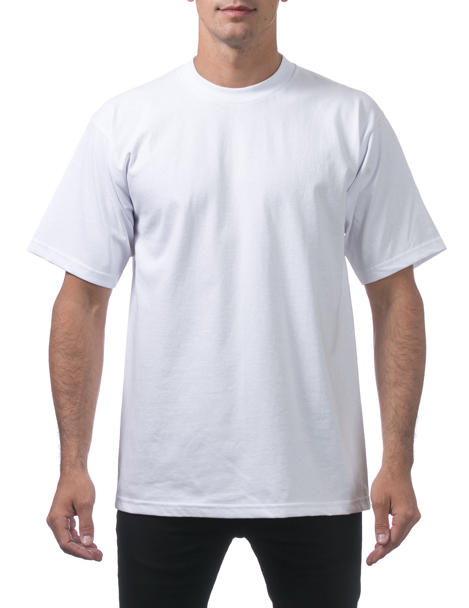 Pro Club Men's Heavyweight Cotton Short Sleeve Crew Neck T-Shirt, White, 3X-Large