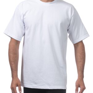 Pro Club Men's Heavyweight Cotton Short Sleeve Crew Neck T-Shirt, White, 3X-Large