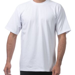 Pro Club Men's Heavyweight Cotton Short Sleeve Crew Neck T-Shirt, White, 3X-Large