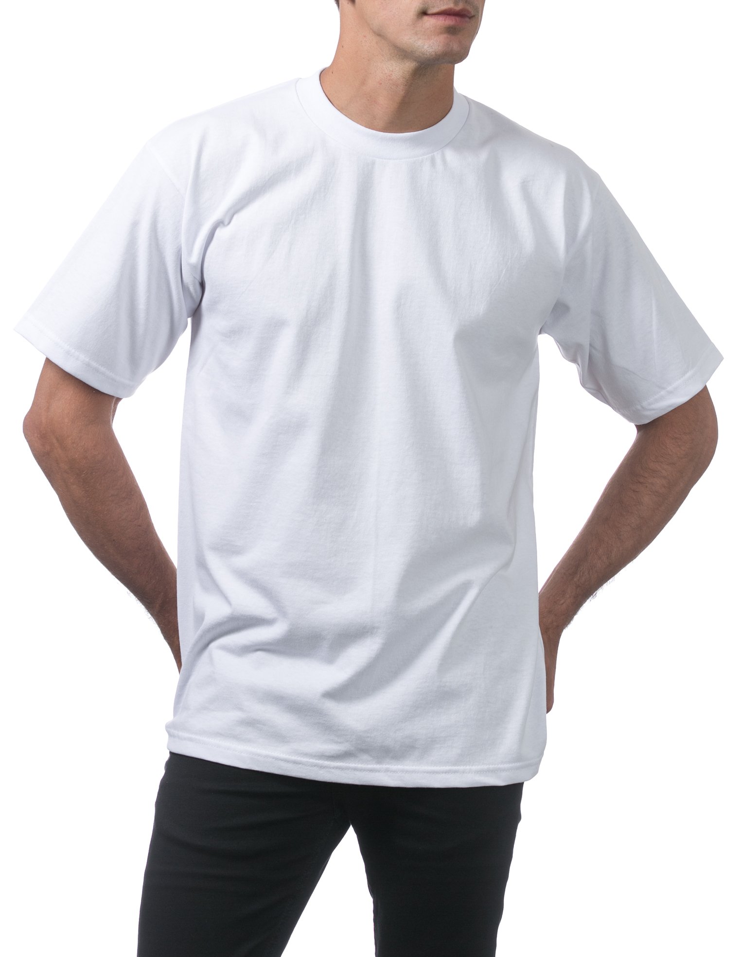 Pro Club Men's Heavyweight Cotton Short Sleeve Crew Neck T-Shirt, White, 3X-Large