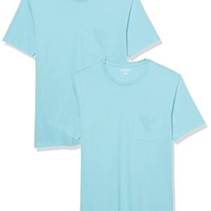 Amazon Essentials Men's Slim-Fit Short-Sleeve Crewneck Pocket T-Shirt, Pack of 2, Light Blue, X-Large