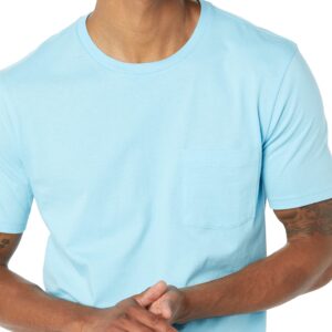 Amazon Essentials Men's Slim-Fit Short-Sleeve Crewneck Pocket T-Shirt, Pack of 2, Light Blue, X-Large