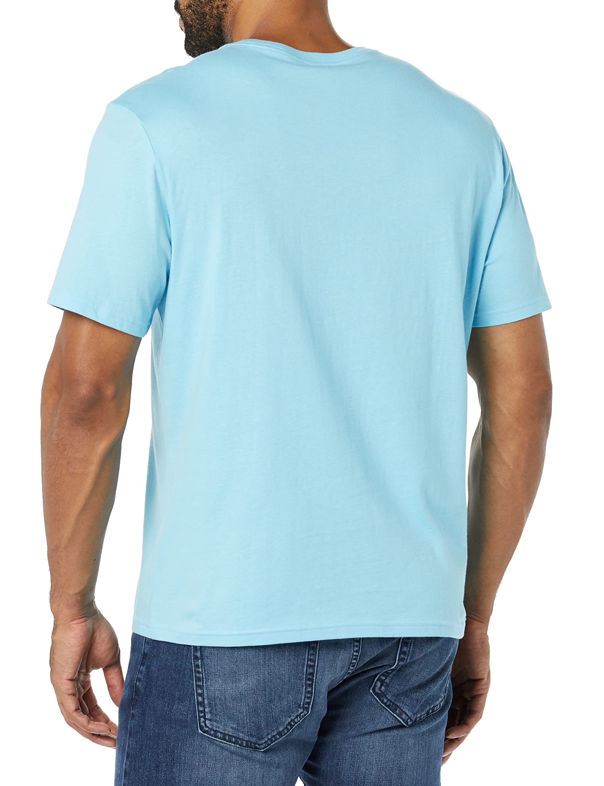 Amazon Essentials Men's Slim-Fit Short-Sleeve Crewneck Pocket T-Shirt, Pack of 2, Light Blue, X-Large