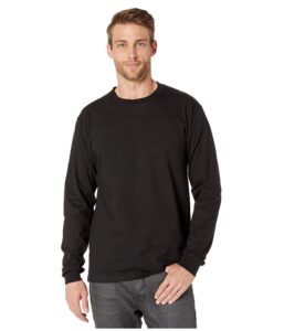 hanes mens hanes men's beefy heavyweight long sleeve t-shirt shirt, black, large us