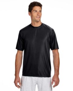 a4 men's cooling performance crew short sleeve t-shirt, black, large