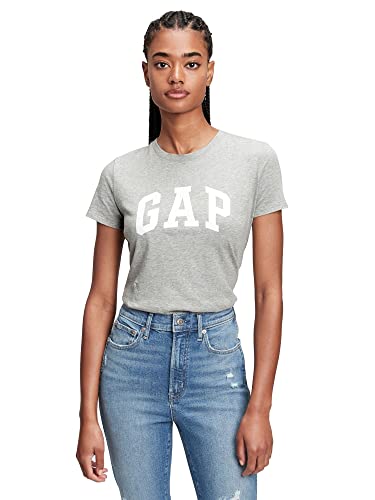 GAP Womens Classic Logo Tee T Shirt, Grey Heather, Large US