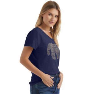 Hanes Womens Short Sleeve Graphic V-neck Tee Fashion-t-shirts, Pattern Elephant, X-Large US