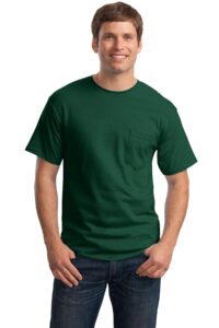 hanes 6.1 oz. tagless comfortsoft pocket t-shirt, xl, deep forest