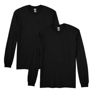 gildan men's dryblend long sleeve t-shirt, style g8400, 2-pack, black, medium