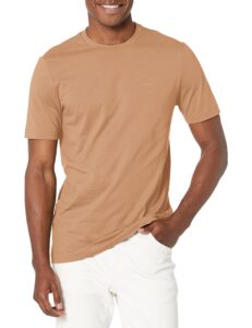 boss men's small logo cotton crewneck t-shirt, tiger eye beige, xl