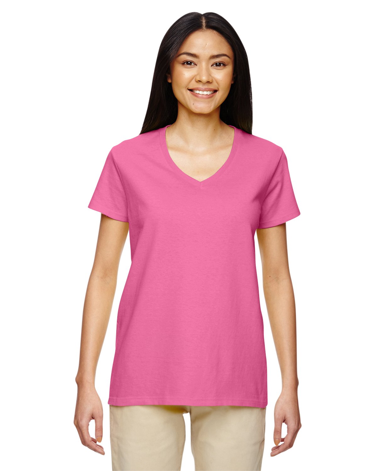 Gildan Women's Softstyle V-Neck T-Shirt - X-Large - Azalea