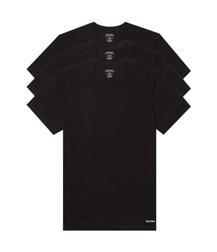 Calvin Klein Men's Cotton Classics 3-Pack Undershirts, 3 BLACK - CREWNECK, XL