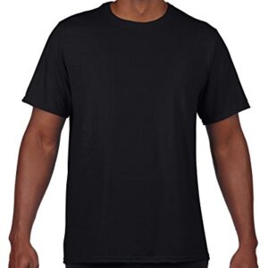 Gildan Men's 100% Polyester Moisture Wicking Performance T-Shirt, Black, X-Large