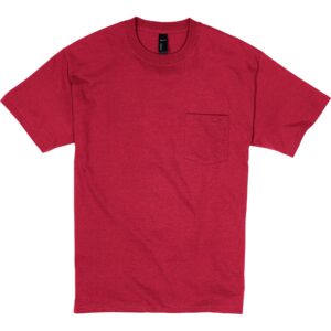 Hanes Men's Short Sleeve Beefy-T with Pocket, Deep Red, X-Large