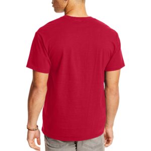 Hanes Men's Short Sleeve Beefy-T with Pocket, Deep Red, X-Large