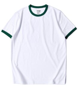 zengjo men's ringer tee crewneck athletic t shirts short sleeve sport shirt for men(white/pine green,s)