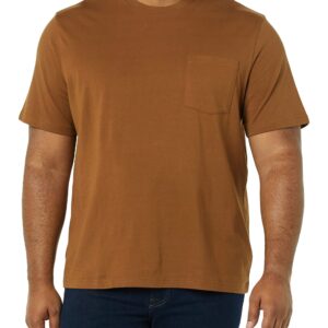 Amazon Essentials Men's Regular-Fit Short-Sleeve Crewneck Pocket T-Shirt, Pack of 2, Black/Brown, Medium