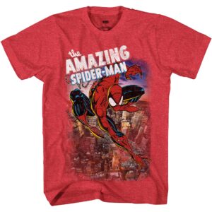 marvel mens amazing spider-man t-shirt, red htr, x-large us